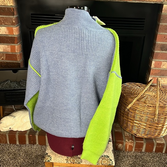 Lumiere | Sweaters | Nwt Oversized Eclectic Retro Bubble Sleeve Color ...